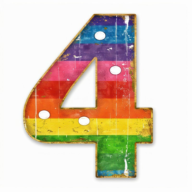 Rainbow number 4 symbol cross | Free Photo Illustration - rawpixel