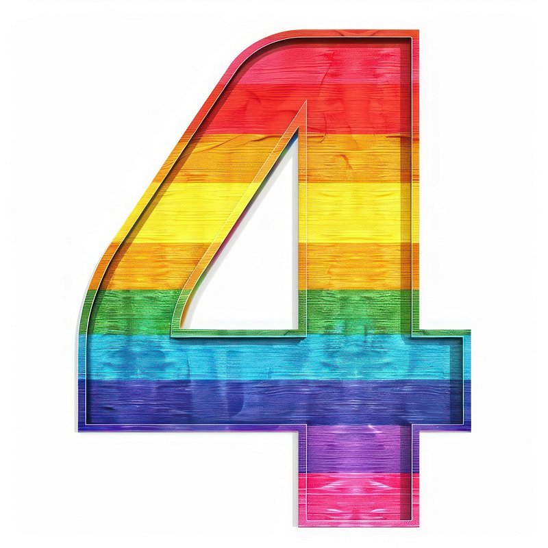 Rainbow number 4 symbol text. | Free Photo Illustration - rawpixel