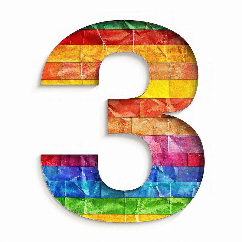 Rainbow number 3 symbol text | Free Photo Illustration - rawpixel