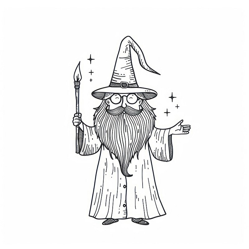Wizard doodle drawing sketch line. | Premium Photo Illustration - rawpixel