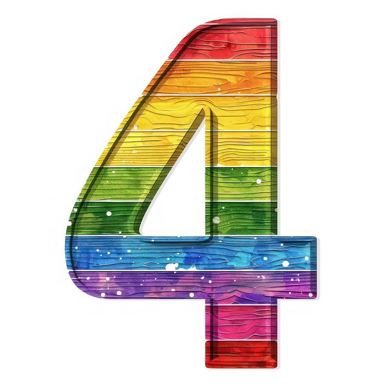Rainbow number 4 symbol text. | Free Photo Illustration - rawpixel