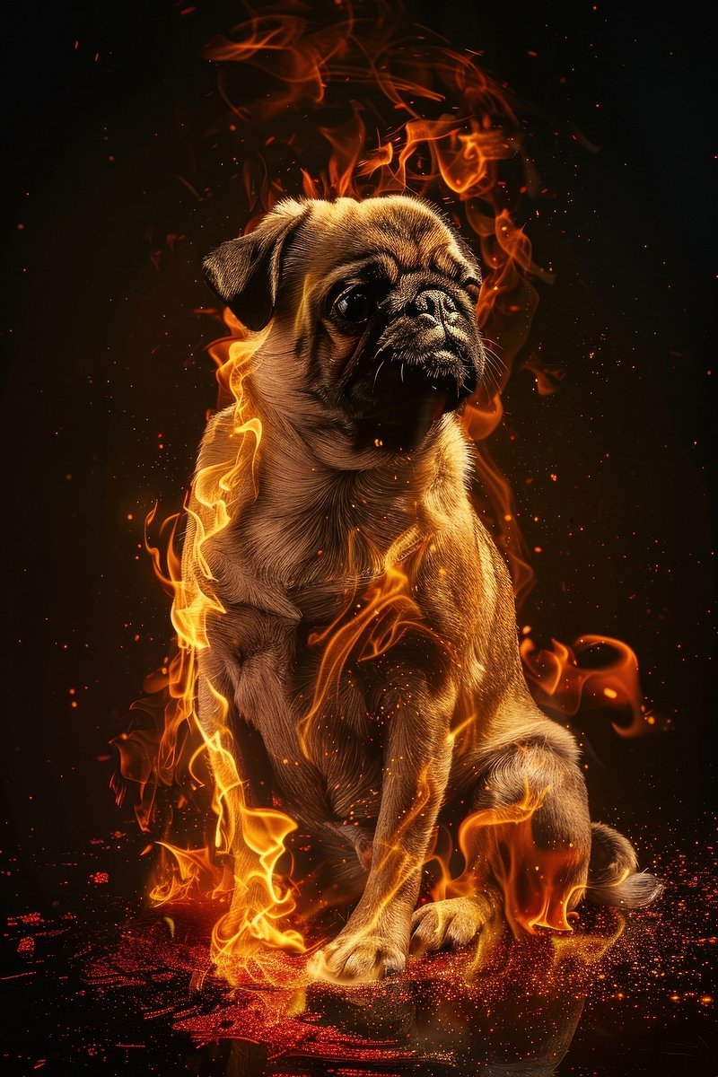 pug dog flame fire mountain. | Free Photo - rawpixel