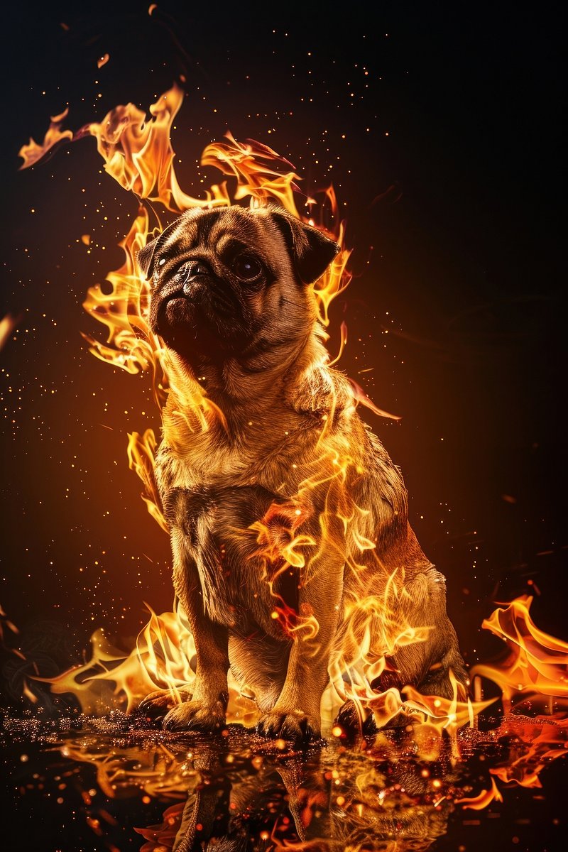 pug dog flame fire bonfire | Free Photo - rawpixel