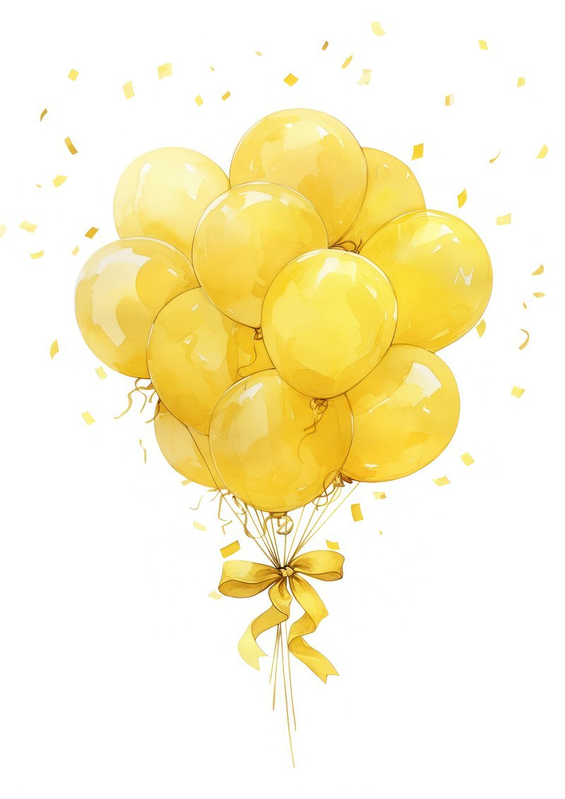 Yellow coquette balloon ribbon celebration | Free Photo Illustration ...