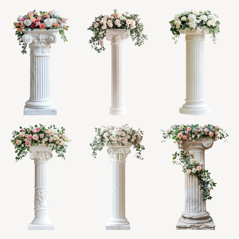 Greek pillar roses architecture column | Free Photo Illustration - rawpixel