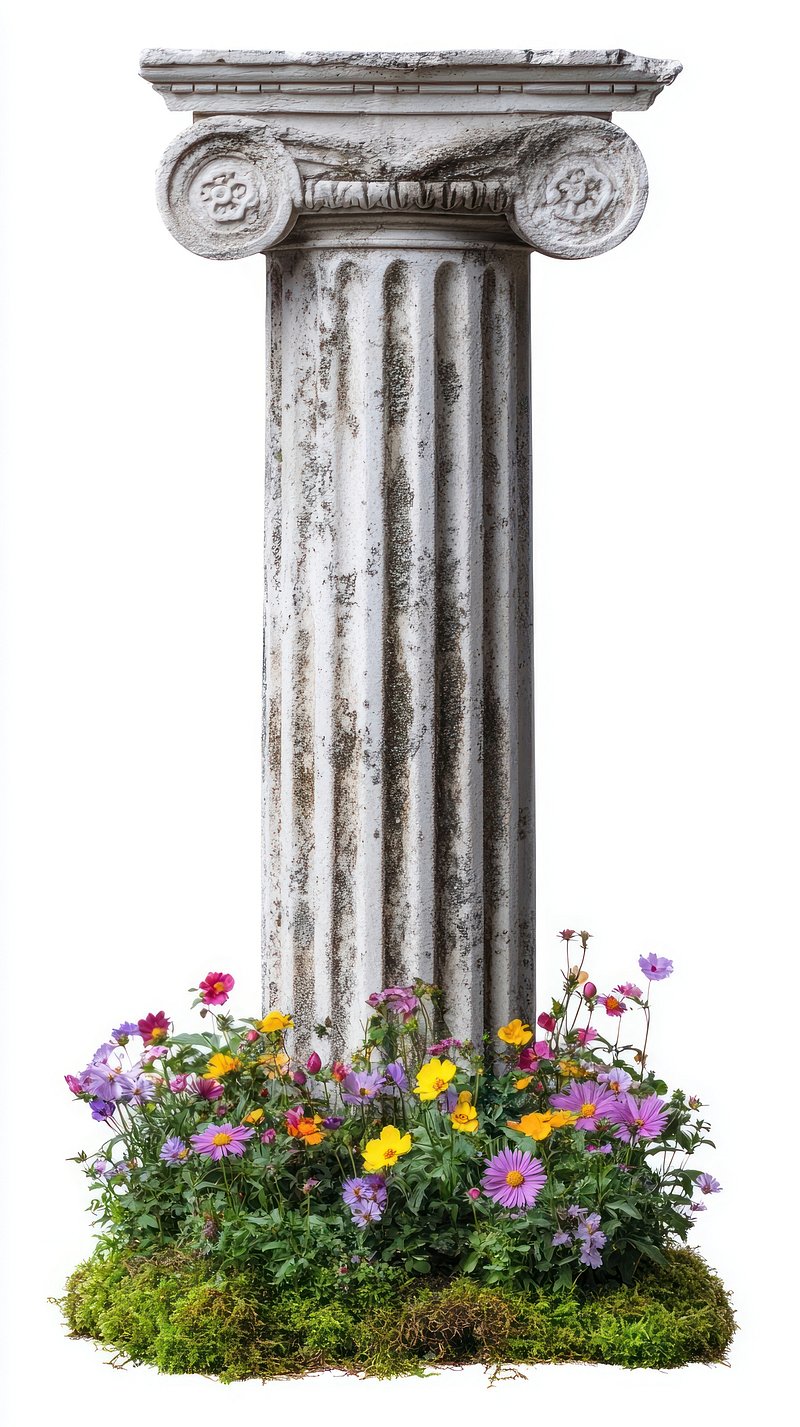 PNG Flowers pillar architecture column | Free PNG - rawpixel
