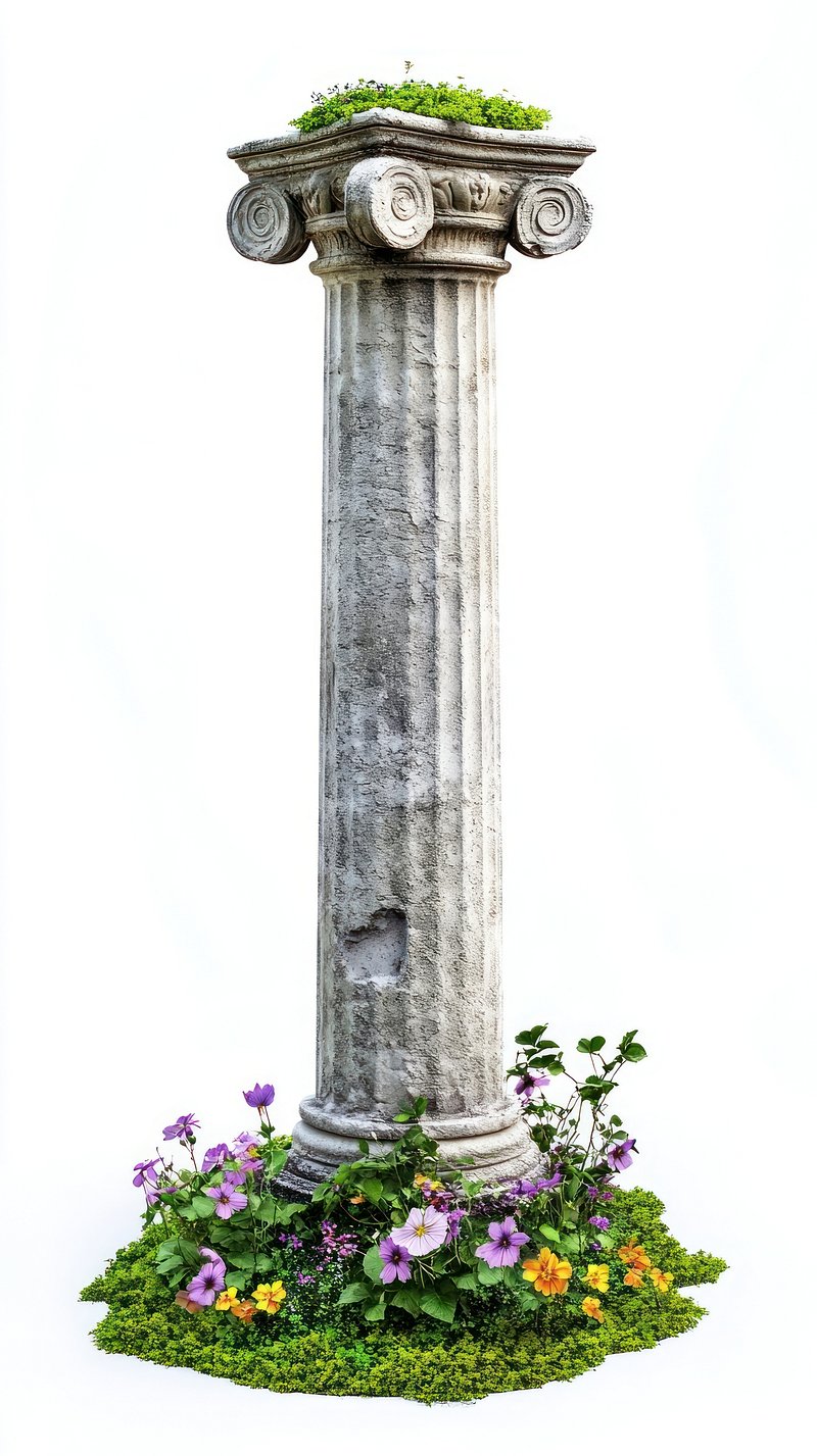 PNG Flowers pillar architecture column | Free PNG - rawpixel