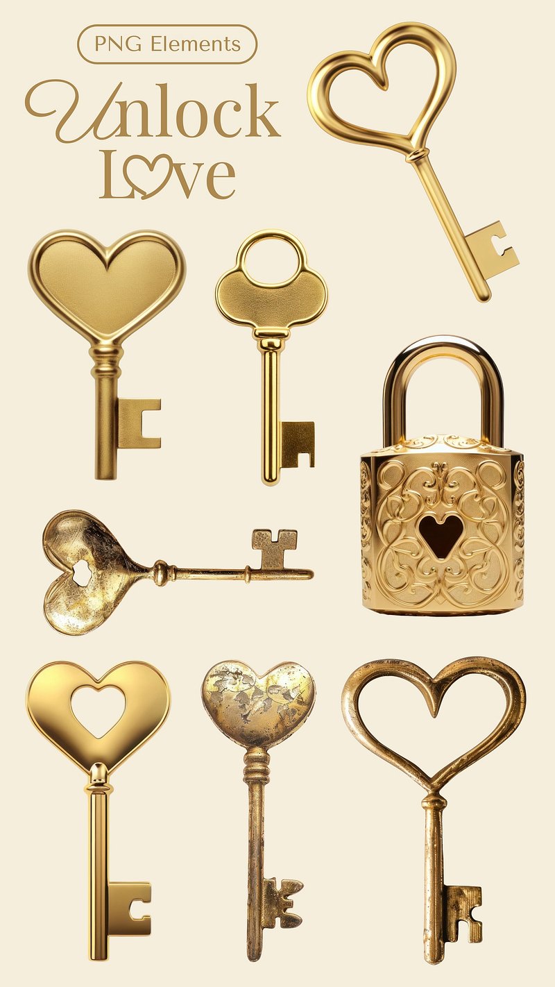Love keys, isolated element collection | Free Photo - rawpixel