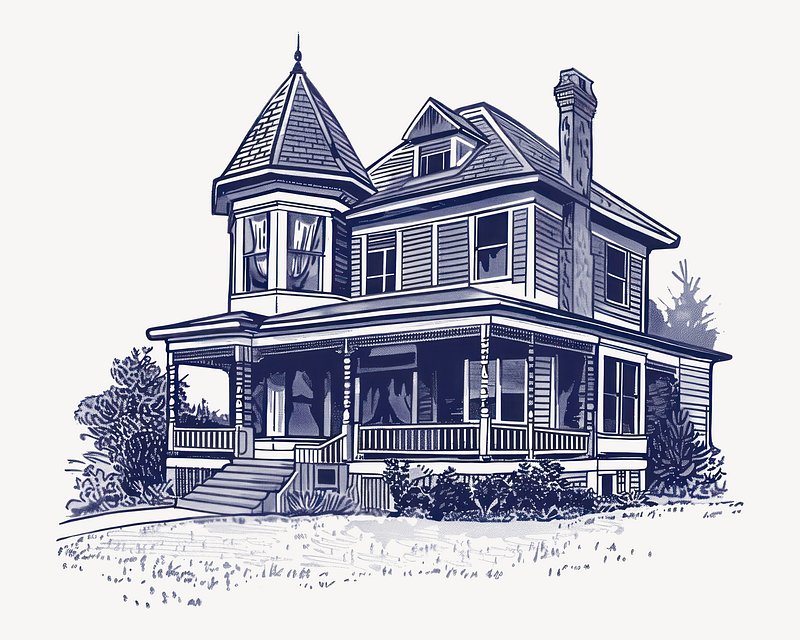 PNG Hand drawn Colonial house | Free PNG - rawpixel