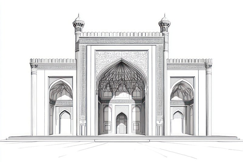 PNG Islamic architecture drawing architectural | Free PNG - rawpixel