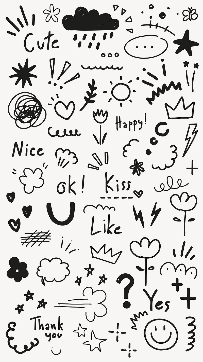Playful doodles words like 'cute', | Premium Vector - rawpixel