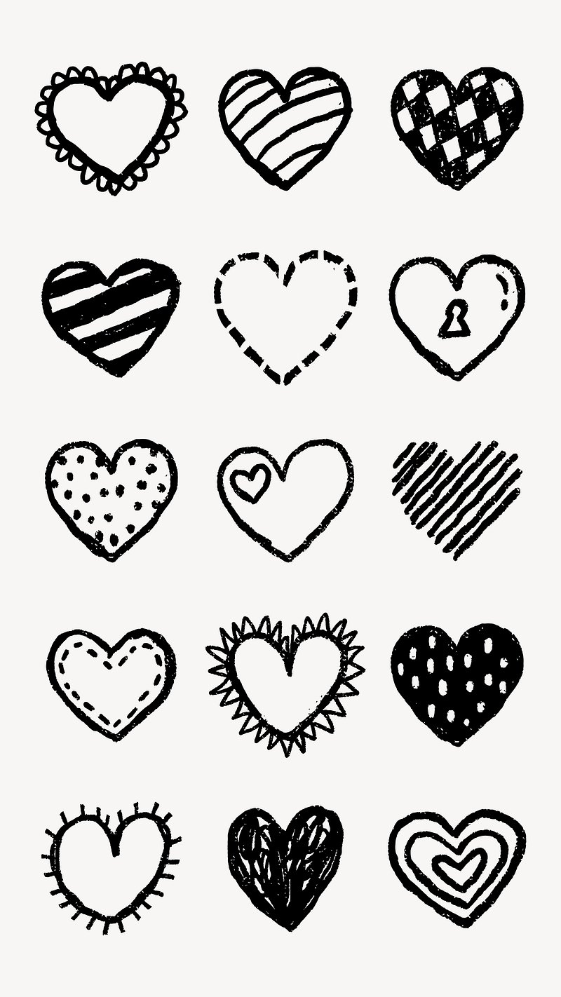collection 16 hand-drawn heart designs | Free Vector - rawpixel