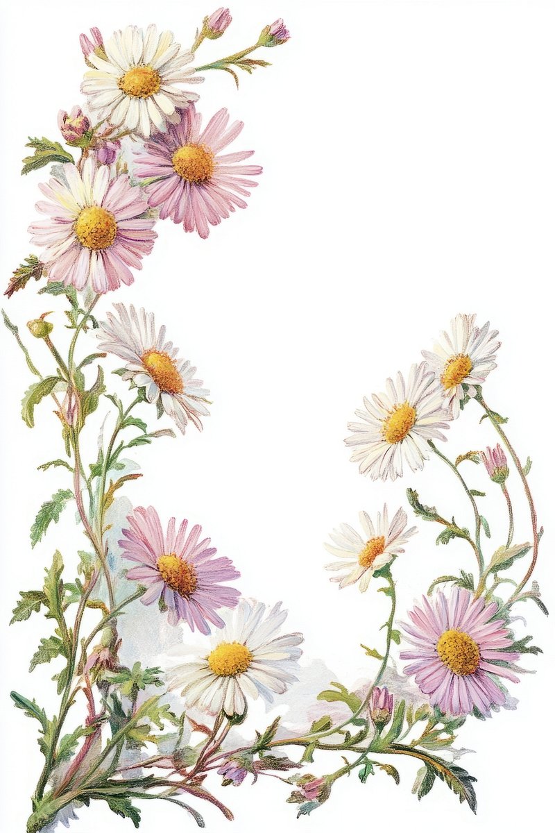 Daisy flowers frames daisy art | Free Photo Illustration - rawpixel