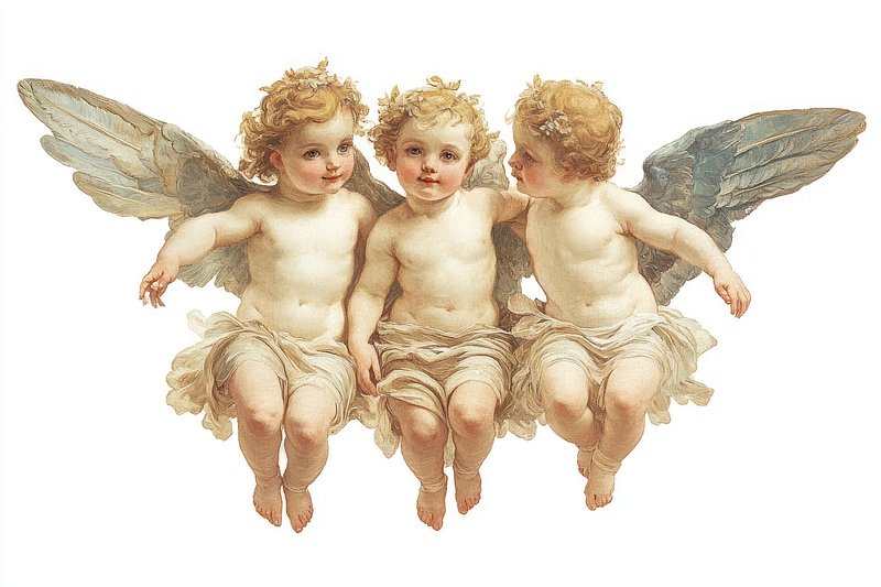 Cherubs classic sitting angels | Free Photo Illustration - rawpixel