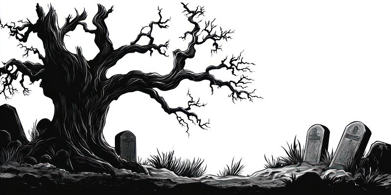 Haunted tree grave yard illustration | Free Photo Illustration - rawpixel