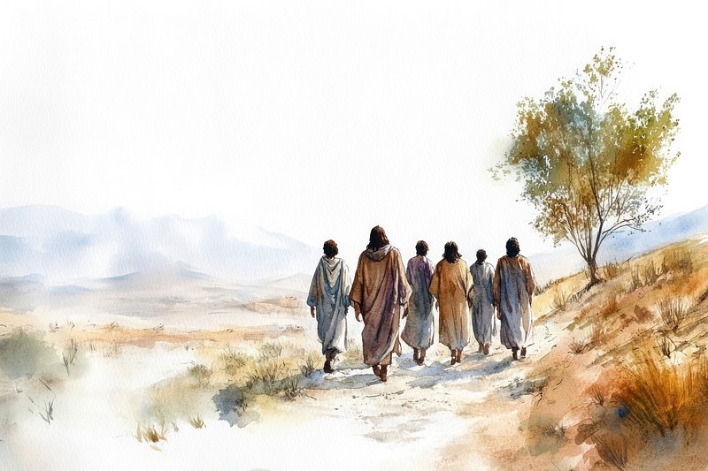 Jesus and his disciples walking | Free Photo Illustration - rawpixel