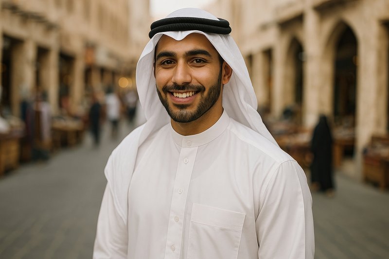 Arab man traditional outfit white | Premium Photo - rawpixel