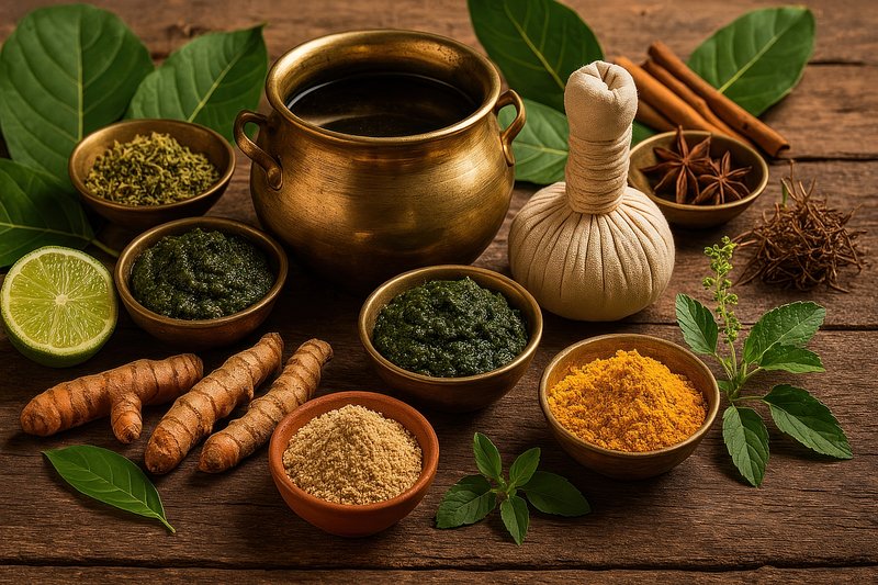 Traditional Ayurvedic healing ingredients displayed | Free Photo - rawpixel