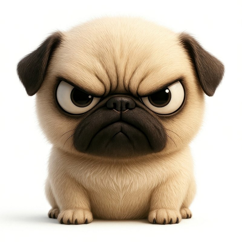 Adorable grumpy pug illustration | Free Photo Illustration - rawpixel