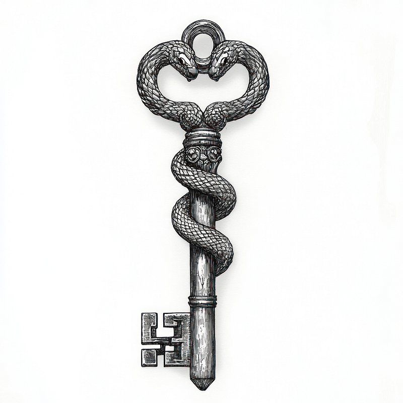 Key wrapped serpent coils vintage | Free Photo Illustration - rawpixel