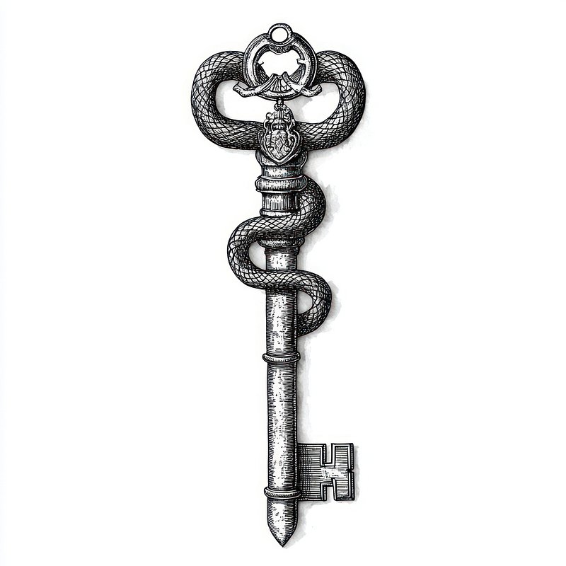 Key wrapped serpent coils vintage | Free Photo Illustration - rawpixel