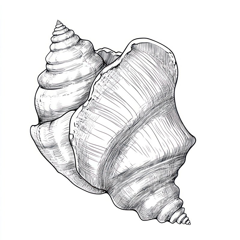shell illustration seashell drawing vector | Free Vector - rawpixel