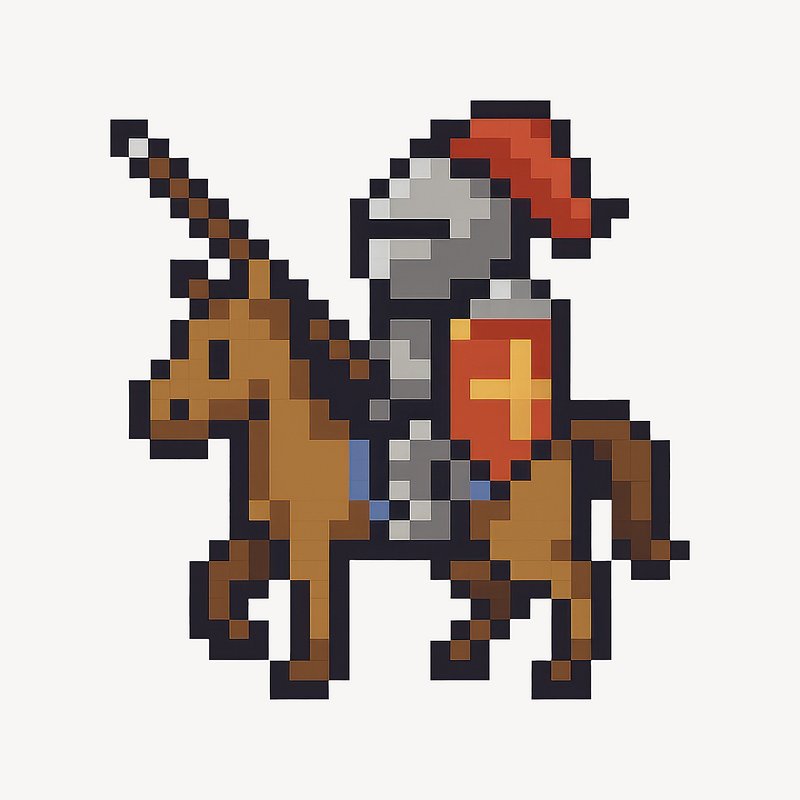 Pixelated knight on horseback | Free Photo Illustration - rawpixel