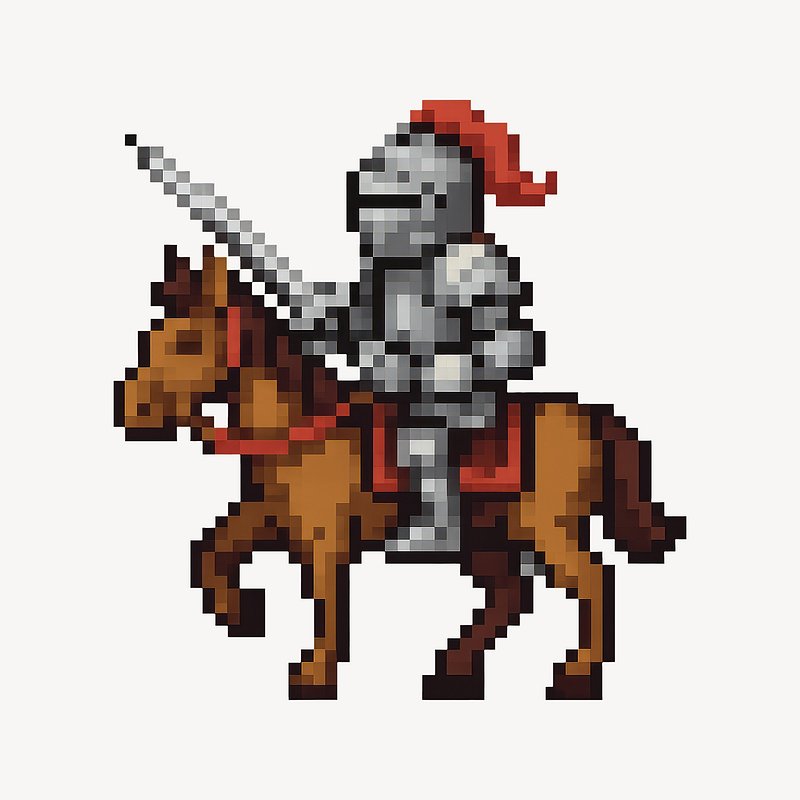 Pixelated knight on horseback | Free Photo Illustration - rawpixel