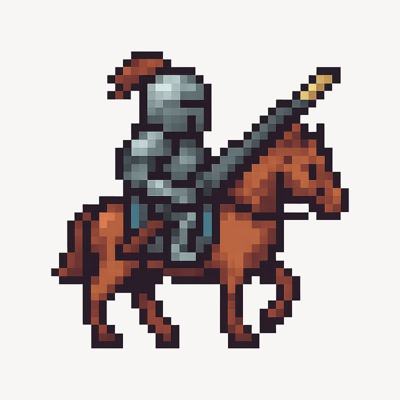 Pixelated knight on horseback | Free Photo Illustration - rawpixel