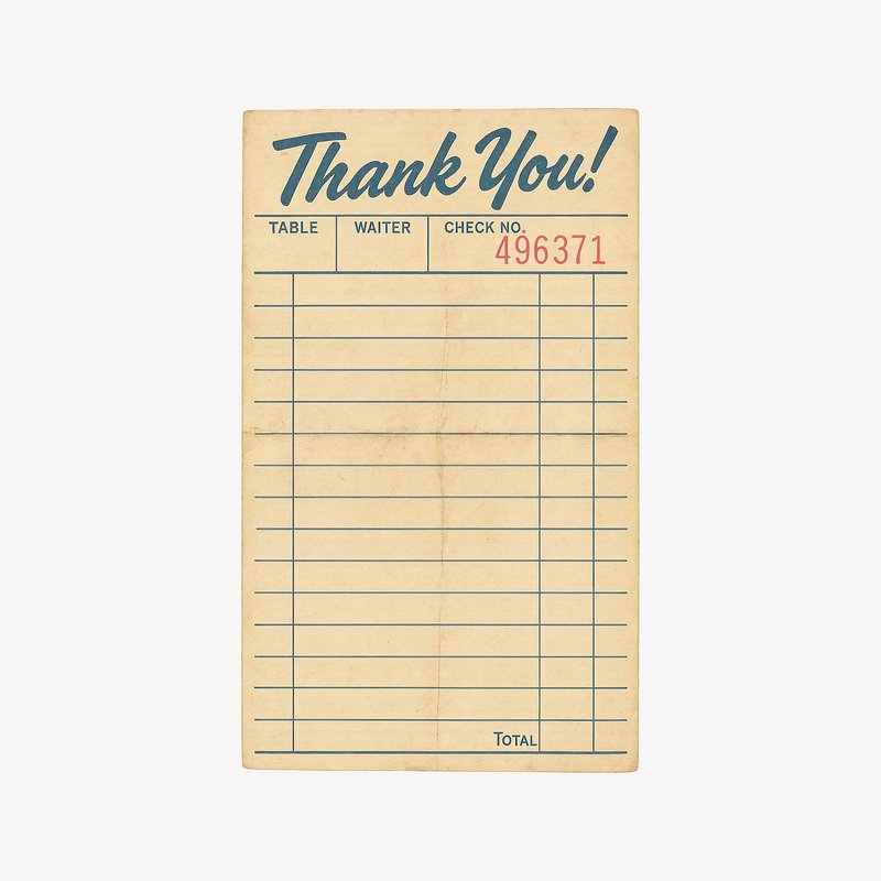 PNG Vintage restaurant receipt template | Free PNG - rawpixel