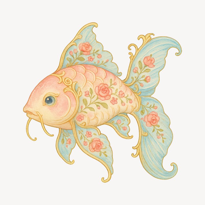 PNG Elegant floral fish illustration | Free PNG - rawpixel