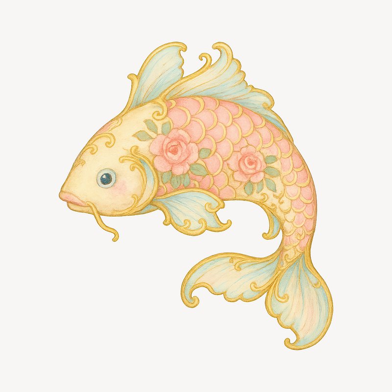 PNG Elegant floral fish illustration | Free PNG - rawpixel
