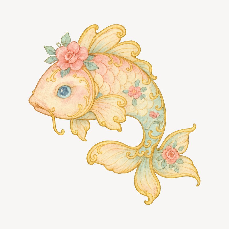 PNG Elegant floral fish illustration | Free PNG - rawpixel