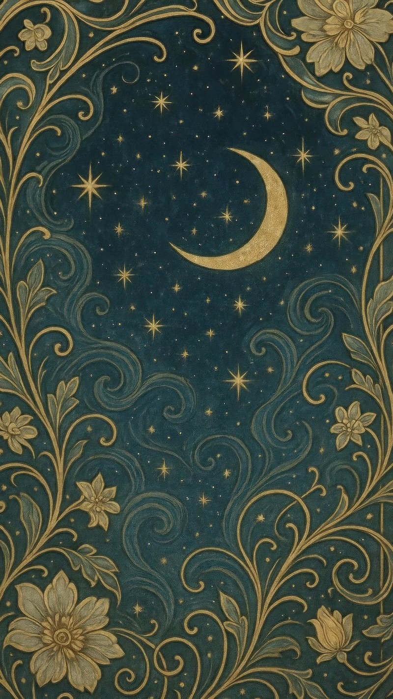 Celestial floral night illustration | Free Photo Illustration - rawpixel
