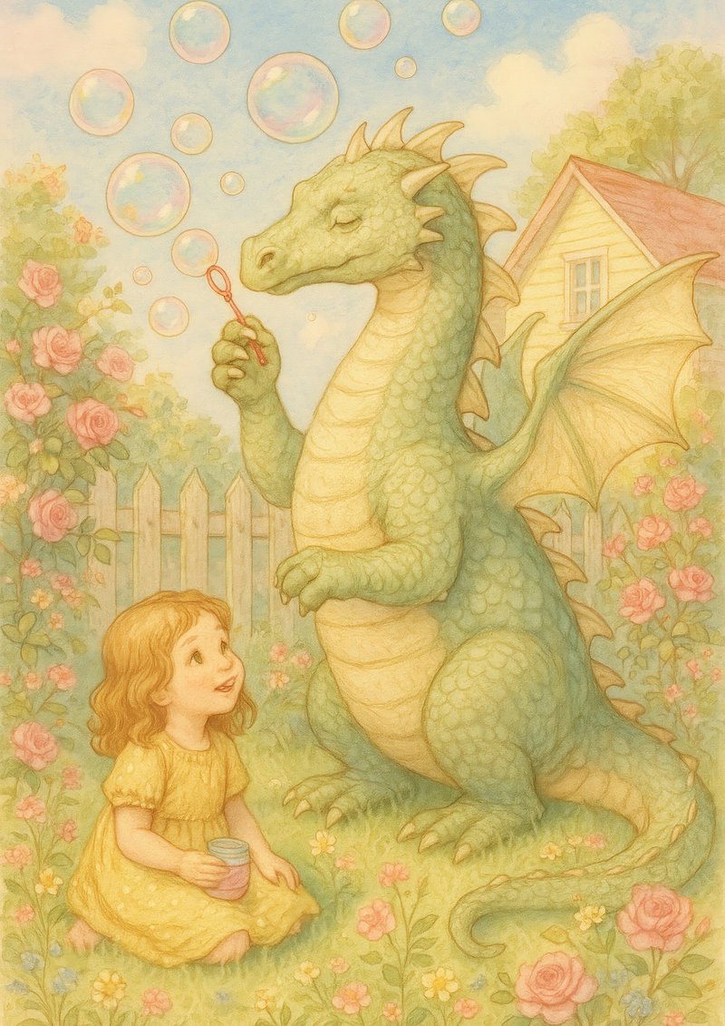 Whimsical dragon and child illustration | Free Photo Illustration ...