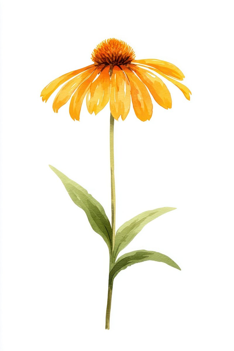 PNG Coneflower wildflower illustration watercolor | Free PNG - rawpixel