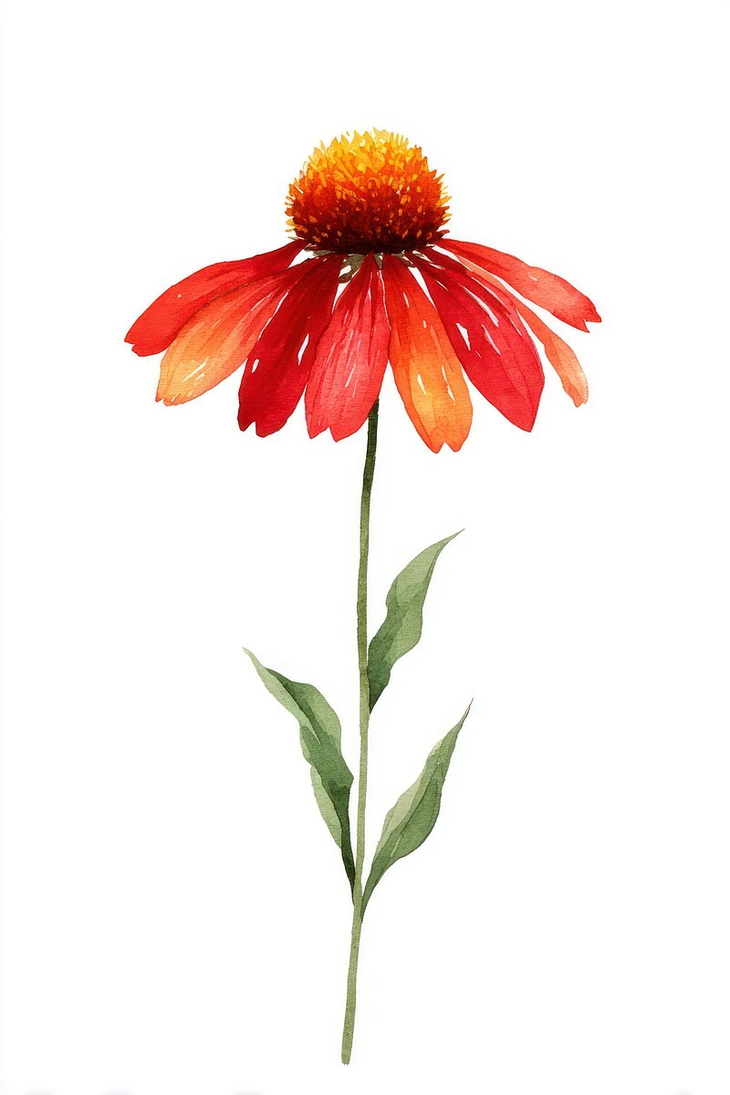 PNG Coneflower wildflower illustration watercolor | Free PNG - rawpixel