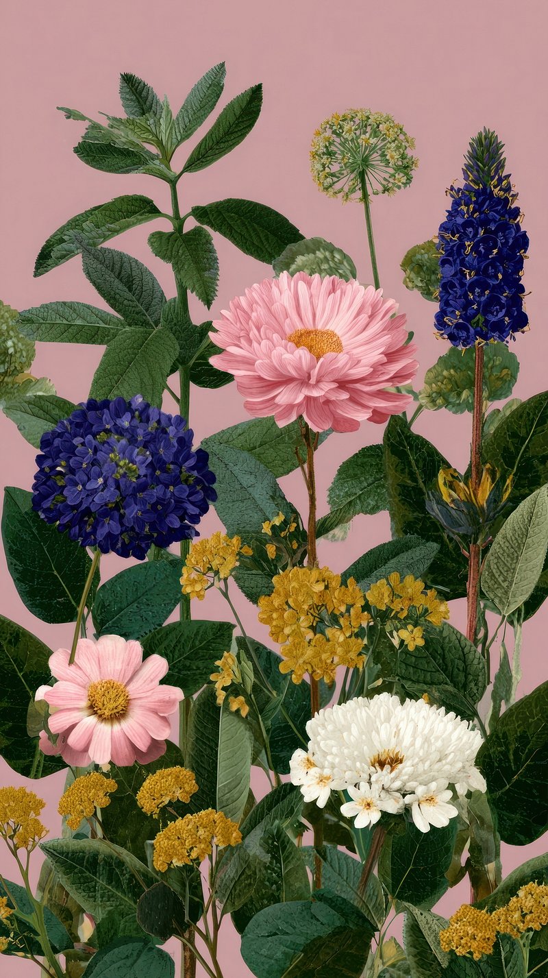 Spring flowers postcard illustration vintage | Free Photo Illustration ...