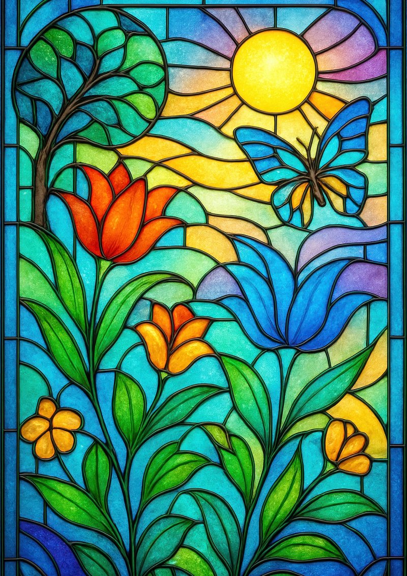 Stained Glass Landscapes Pattern Nature Design Images | Free Photos ...