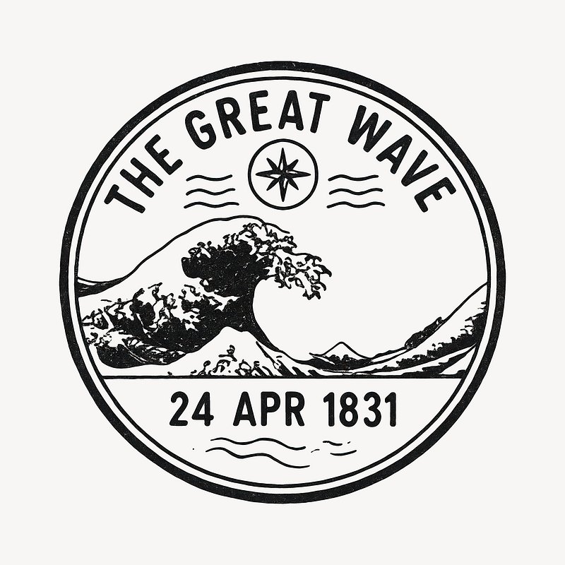 Vintage stamp featuring iconic wave | Free Photo Illustration - rawpixel