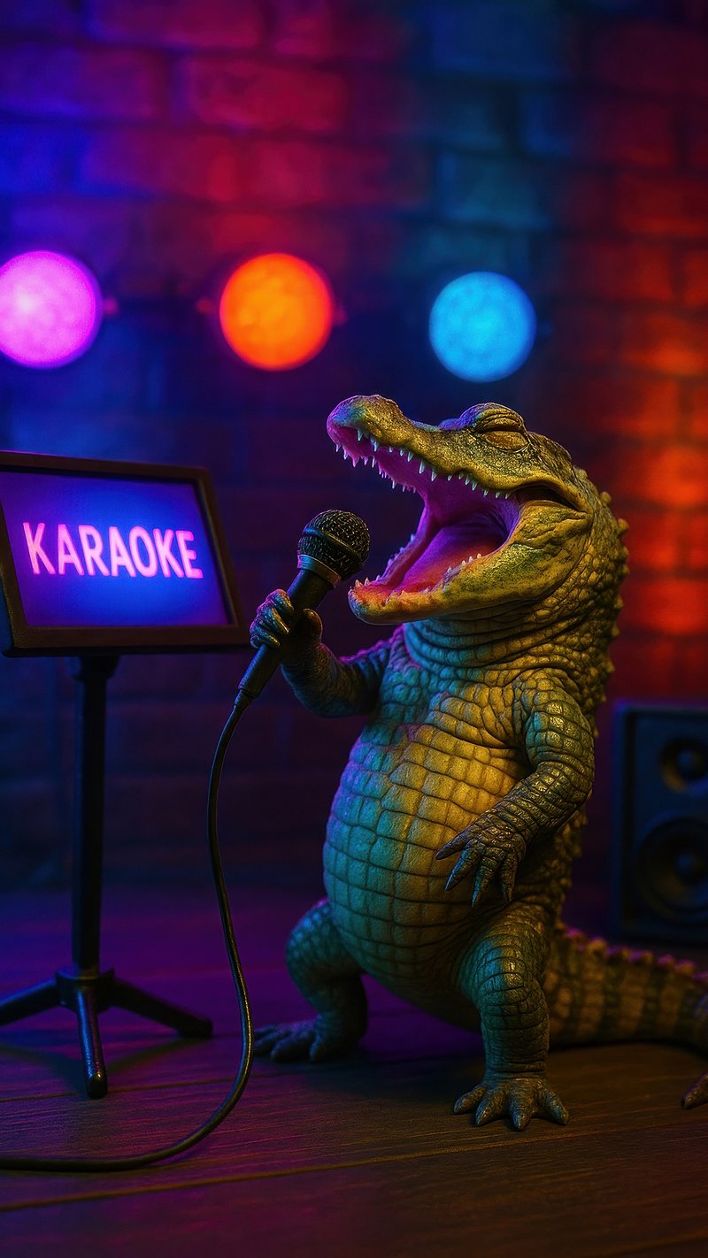 Crocodile singing karaoke joyfully | Free Photo - rawpixel