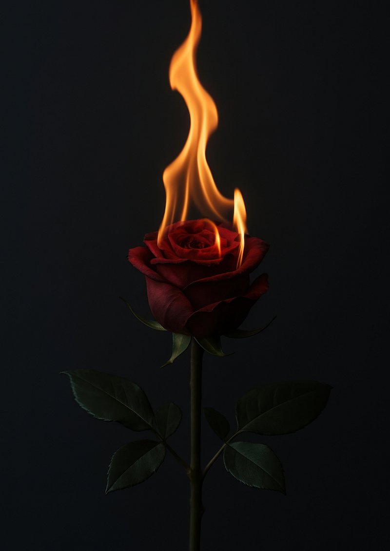 Rose fiery petals flower flame | Free Photo - rawpixel