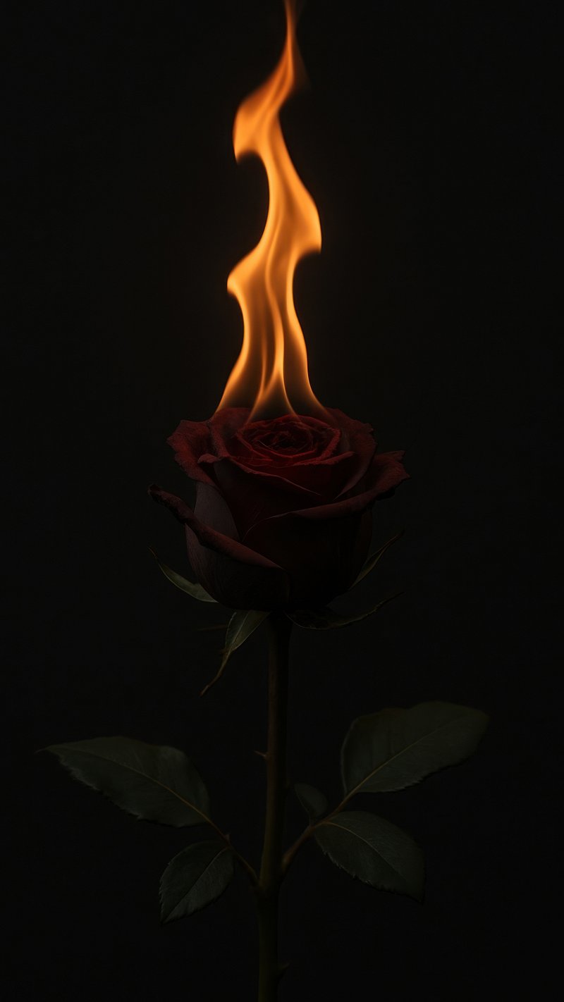 Rose fiery petals flower flame | Free Photo - rawpixel