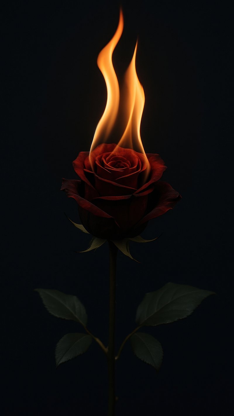 Rose fiery petals flower flame | Free Photo - rawpixel