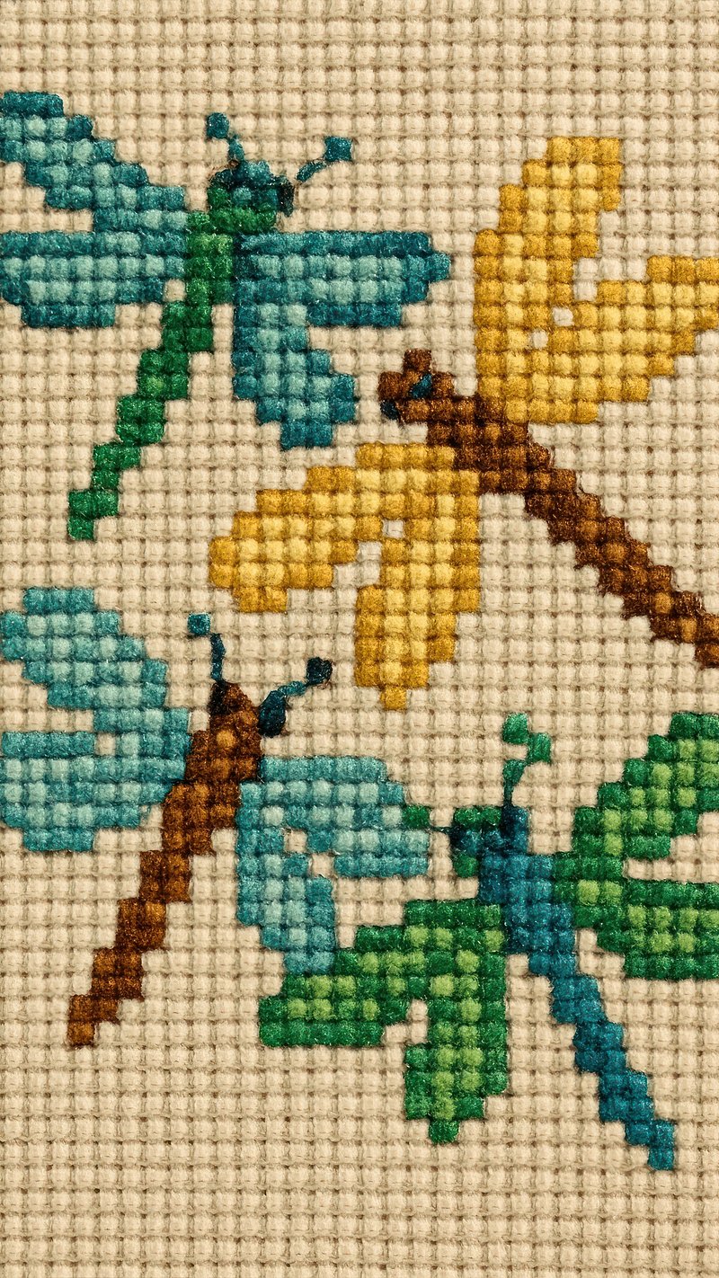 Intricate dragonfly cross-stitch design | Free Photo Illustration ...
