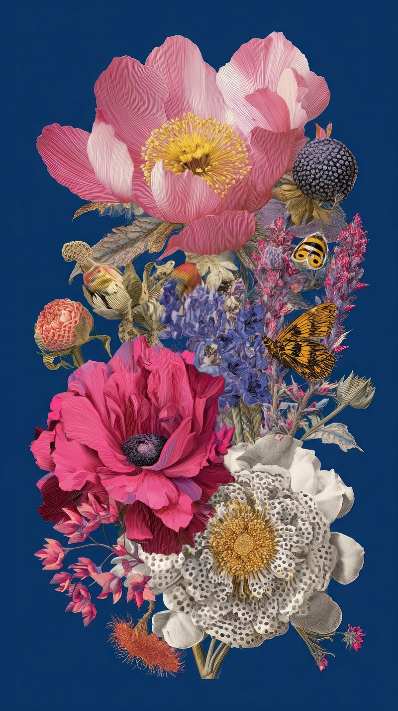 Spring flowers postcard illustration vintage | Free Photo Illustration ...