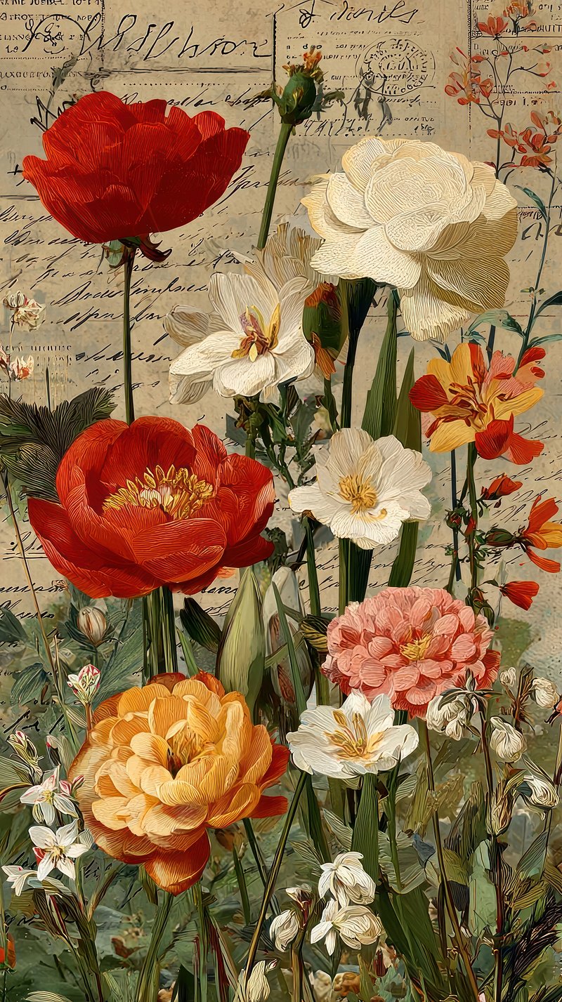 Spring flowers postcard illustration wallpaper | Free Photo ...