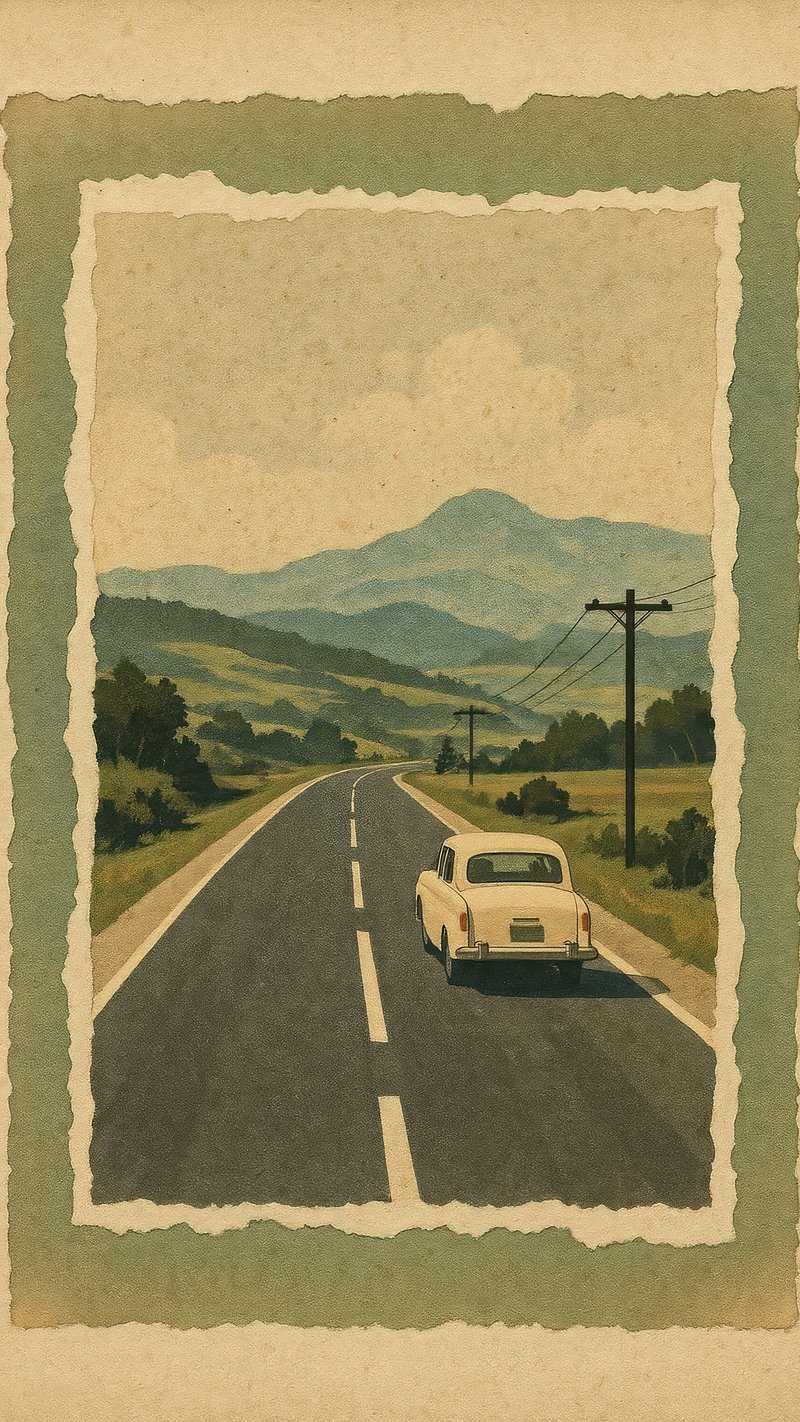 Vintage cars on scenic road | Free Photo Illustration - rawpixel
