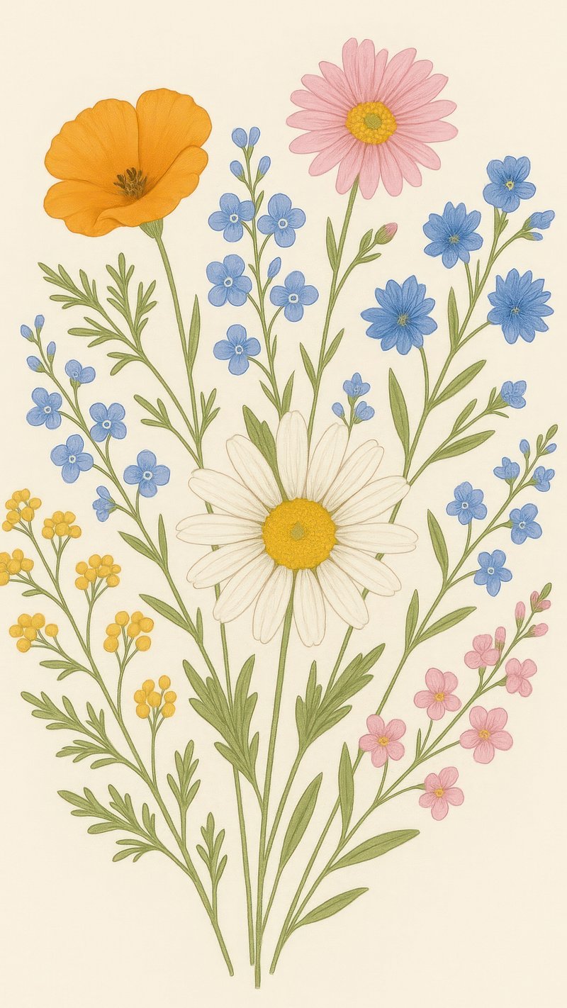 Spring flowers postcard illustration vintage | Free Photo Illustration ...