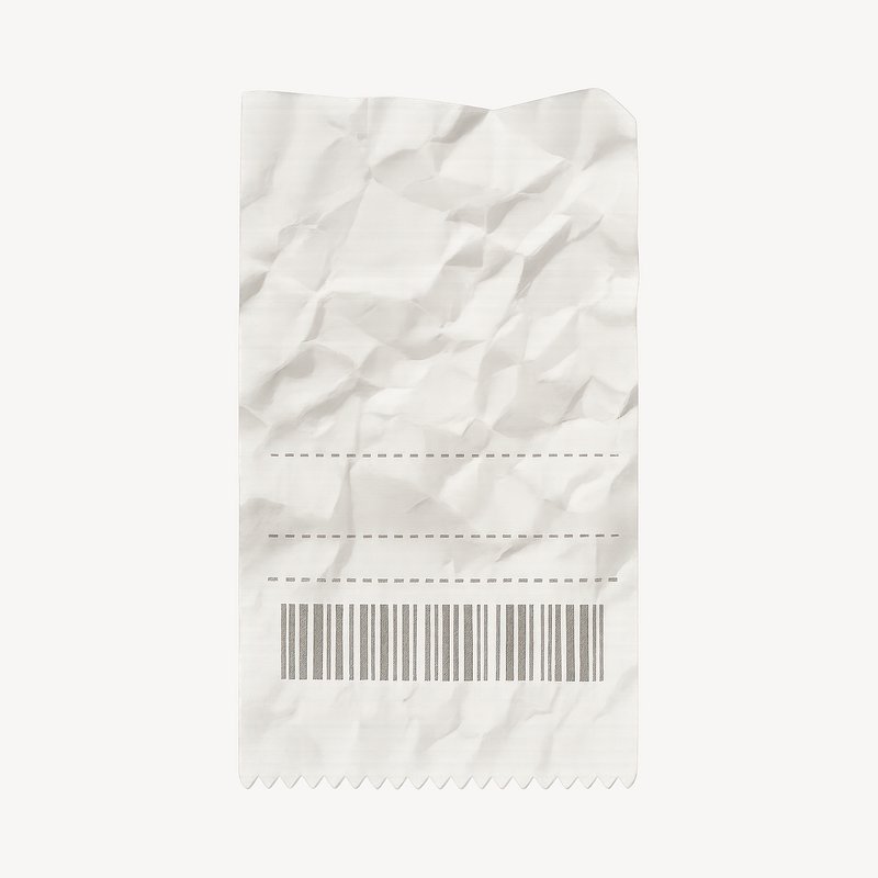 PNG Crumpled receipt with barcode | Free PNG - rawpixel